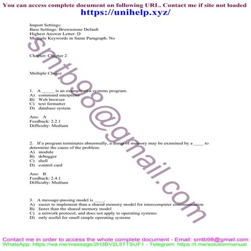Question Bank for Operating System Concepts (9th Edition, International ...