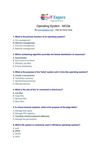 MS Windows MCQ (Microsoft Questions and Answers) | PDF