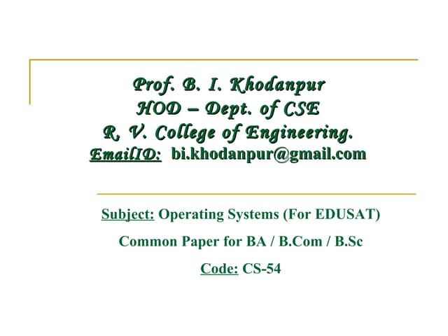 Operating systems for class 9th class | PPT