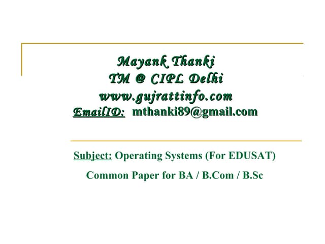 Operating systems for class 9th class | PPT