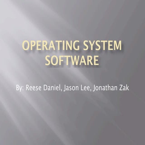 Operating System Software | PPT