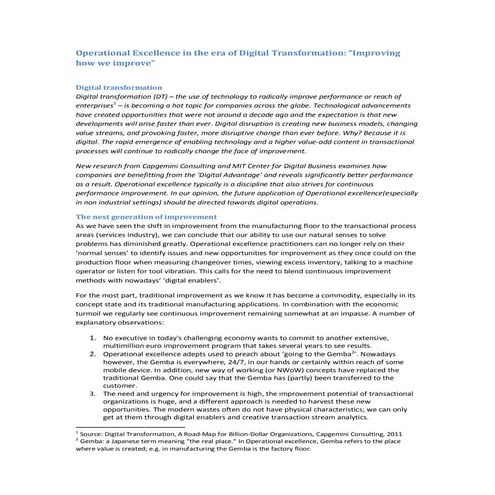 Operational excellence in the era of digital transformation | PDF