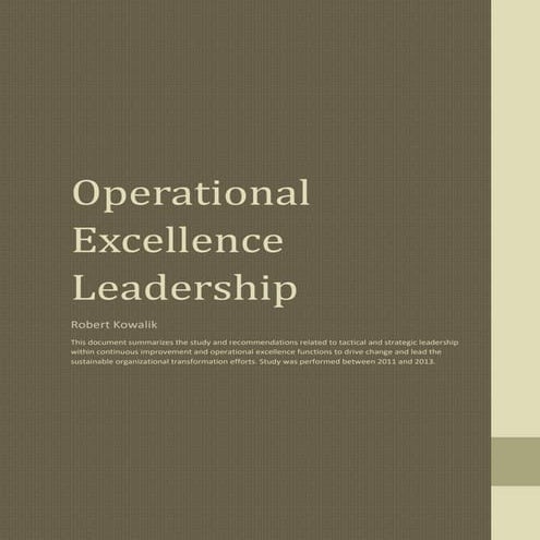 Operational Excellence Leadership | PDF | Business Administration ...