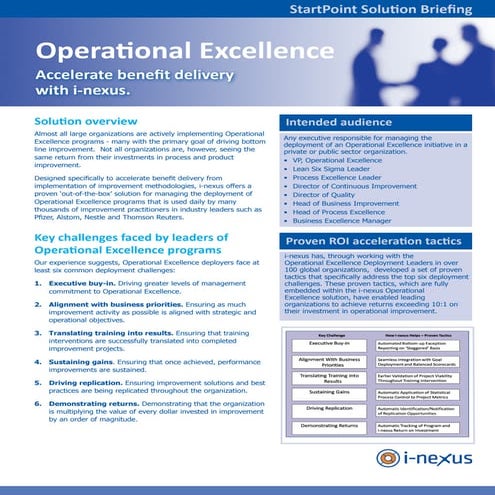 Operational Excellence StartPoint Solution Briefing | PDF