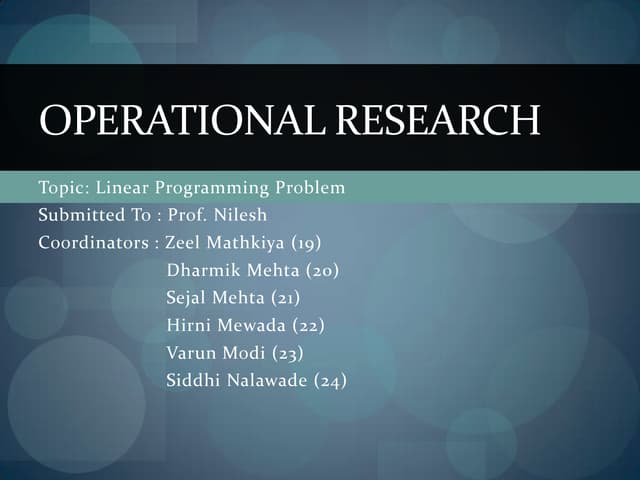 Sequencing problems in Operations Research | PPT | Technology & Computing