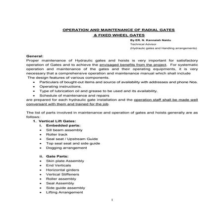 Operation and Maintenance of Gates | PDF