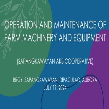 OPERATION AND MAINTENANCE of farm machinery and equipment (tagalog ...