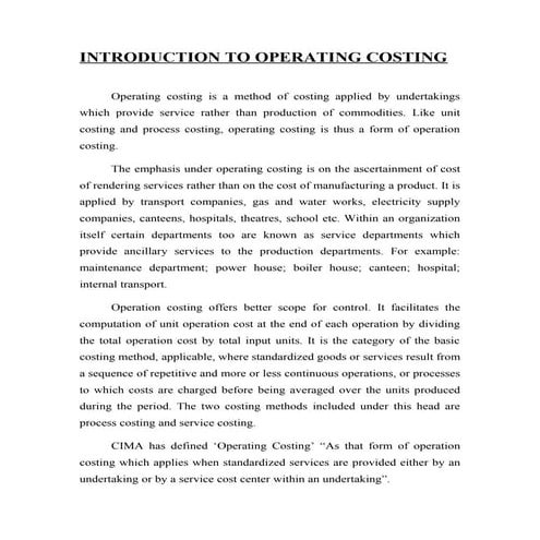 Operation costing | PDF