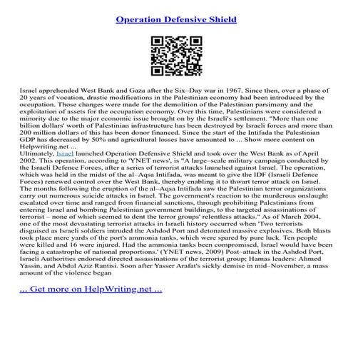 Operation Defensive Shield | PDF