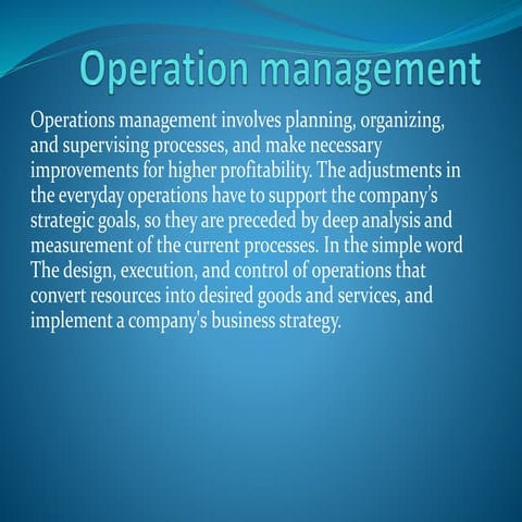 Operation management | PPTX