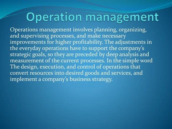 What is operations management? | PPT