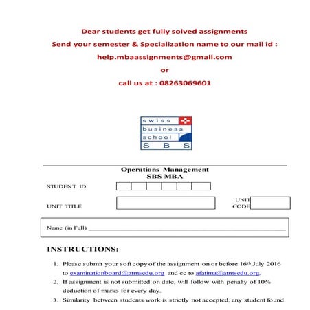 Operation management - sbs university | PDF