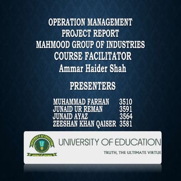 Operation management Assignment on Mahmood Group of Industries | PPT