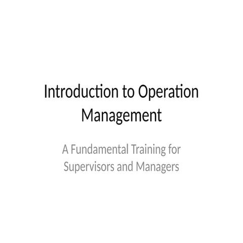 Introduction to Operation Management ppt | PPT