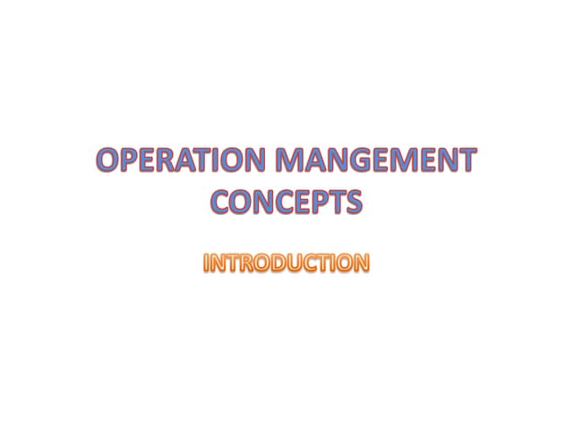 Production and operation management | PPT