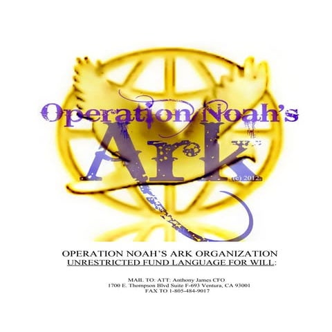 Operation Noah's Ark Unlimited Funding | DOC