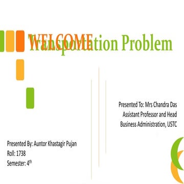 Full ready presentation on Transportation Problem | PPTX