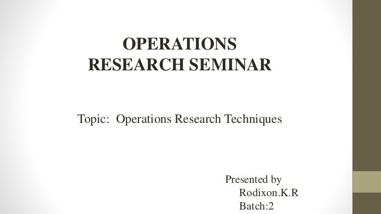 Operational research tools - goravid
