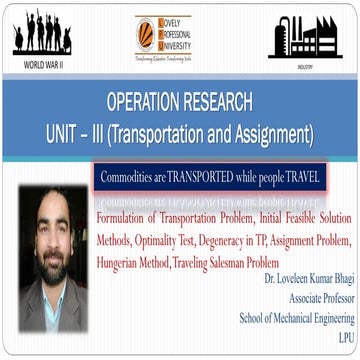 Operation research unit 3 Transportation problem | PDF