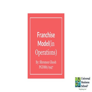 Franchise Model- Operation Research | PPT