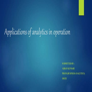 Applications of analytics in operation domain | PPT