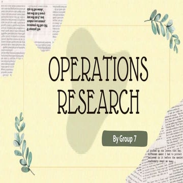 Operations-research in quantitative math | PPTX