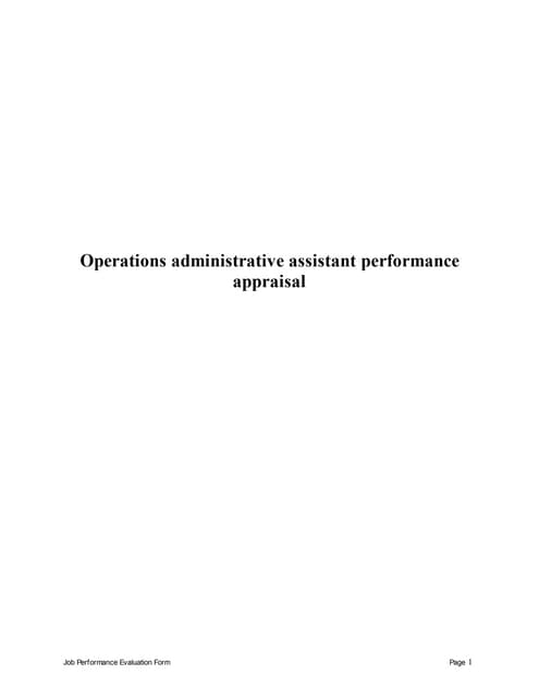 Operations administrative assistant performance appraisal | PDF Operations administrative assistant performance appraisal | PDF