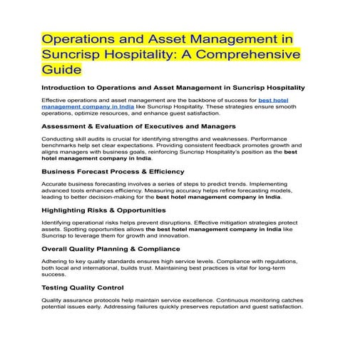Operations and Asset Management in Suncrisp Hospitality_ A ...