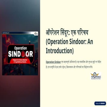Operation Sindoor: शेयर बाजार और Top Defense Stocks पर प्रभाव | PPTX