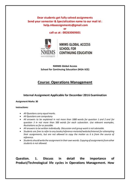 Mba 105-production and operations management | PDF