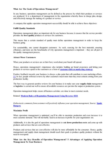 Fundamentals of operations management | PPTX