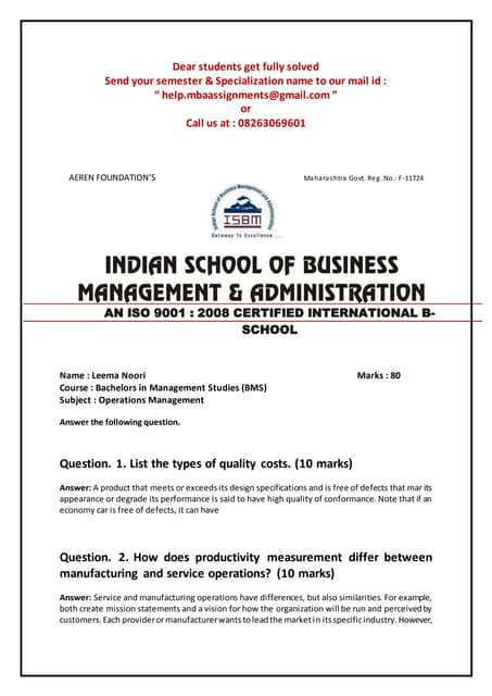 Operations management | PDF