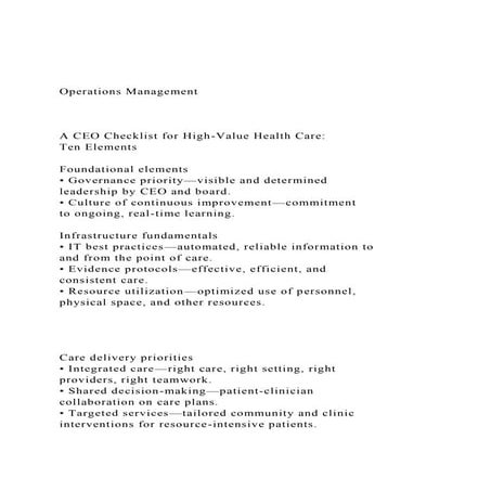 Operations Management A CEO Checklist for High-Value H.docx ...
