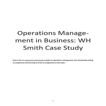 Operations management in business assignment sample | PDF