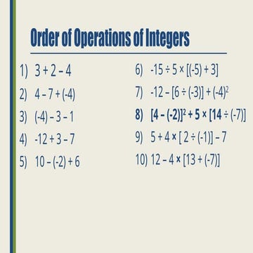 Operations on Integers Activity math seven | PPTX