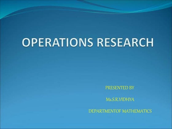Introduction to Operations Research | PPTX | Science