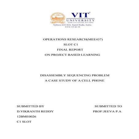 Operations research final report mee 437 | PDF