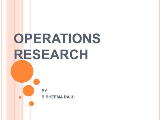 Introduction to Operations Research | PPTX | Science