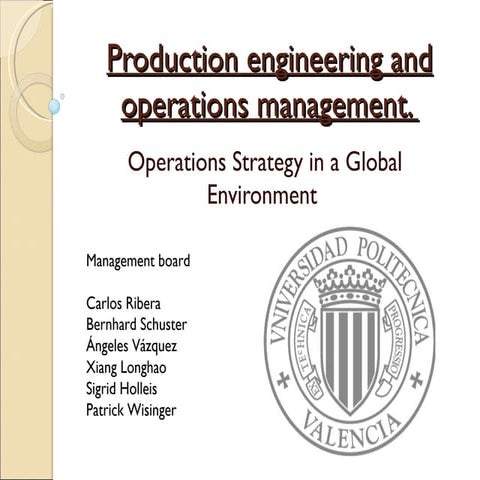 Operations strategy in a global environment | PPT