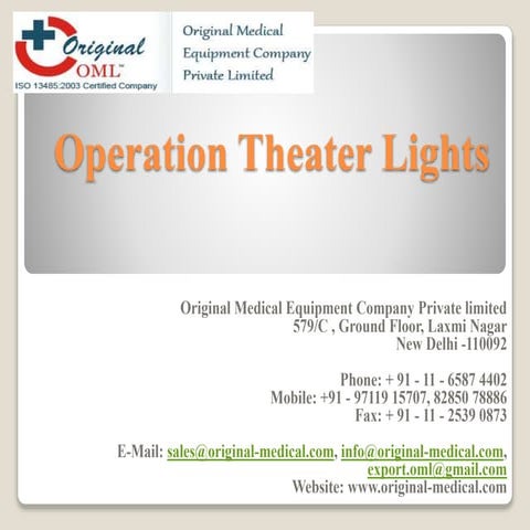Operation Theater Lights Manufacturer & Exporter | PPTX