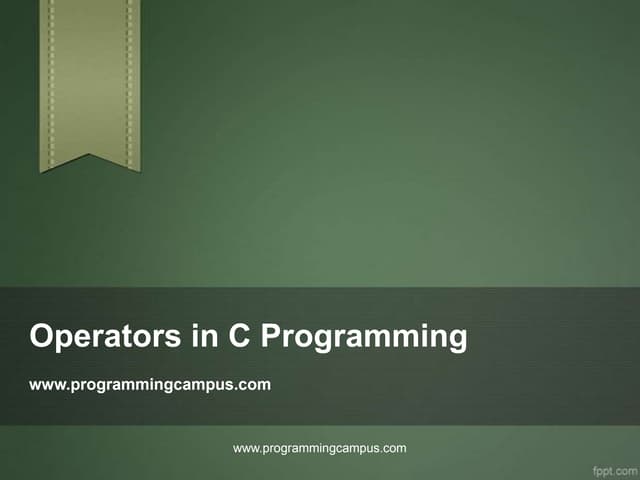 Operator In C Programming Pptx Programming Languages Computing