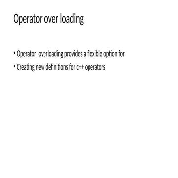 Operator over loading concept in c++ programming | PPTX