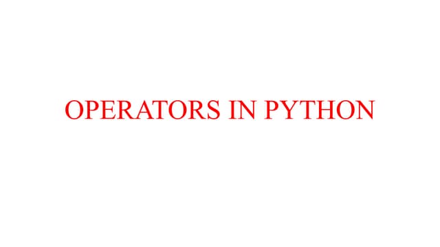 Operators Pythonpptx All Operators Arithmatic And Logical Ppt
