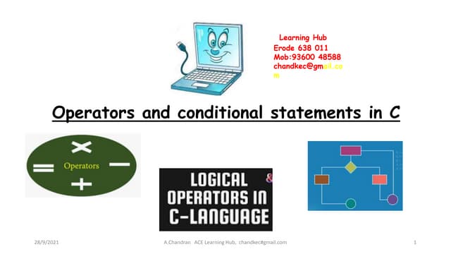 Operators and Conditional statements in C | PPTX Operators and Conditional statements in C | PPTX