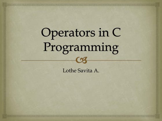 Operator In C Programming Pptx Programming Languages Computing