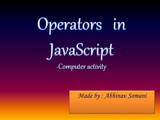 Chapter 5 Basic operators in programming | PPT Chapter 5 Basic operators in programming | PPT