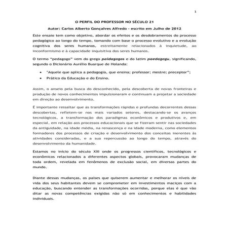 O perfil do professor no século 21 | DOC