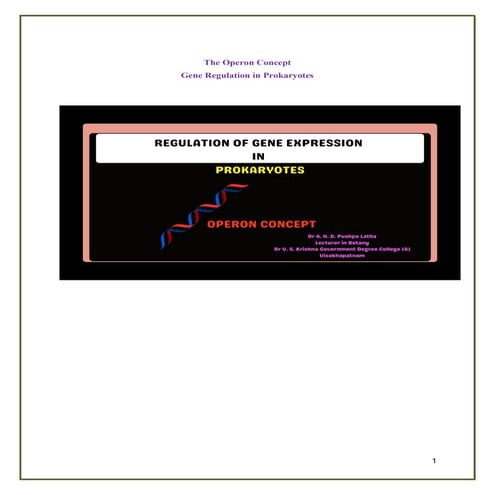 Regulation of gene expression- Operon concept | PDF