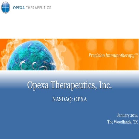 Opexa therapeutics corporate presentation january 2 | PPT
