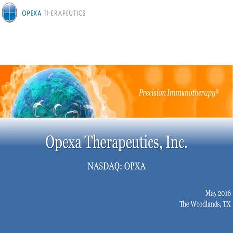 Opexa therapeutics corporate presentation may 2016 | PDF | Brain and ...